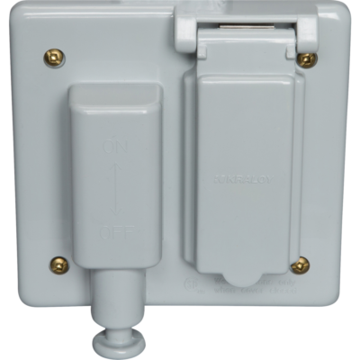 DOUBLE GANG WEATHERPROOF TOGGLE SWITCH/DUPLEX RECEPT COVER - Centaur ...